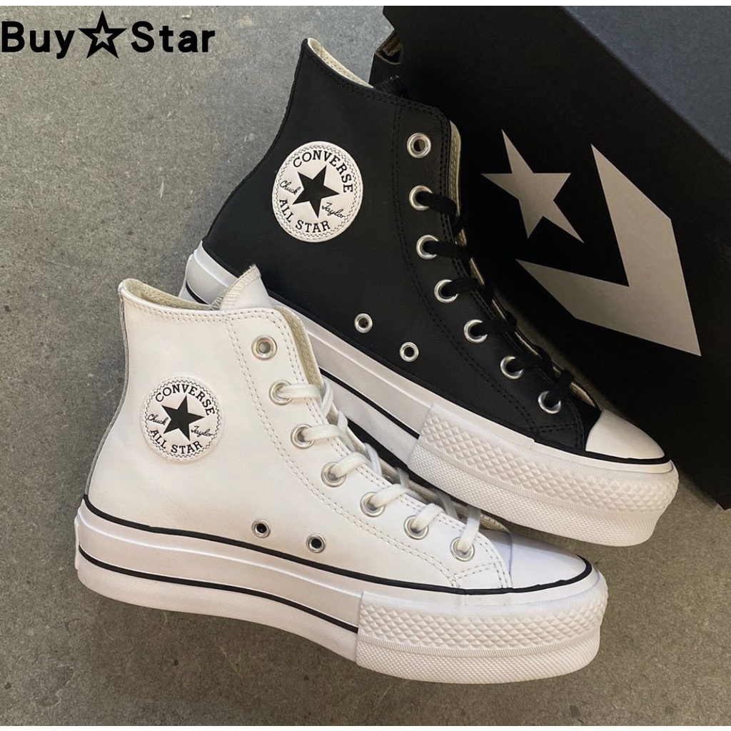 Convers All-Star Thick-Soled Outer Raised Low-Top High-Top Black White ...