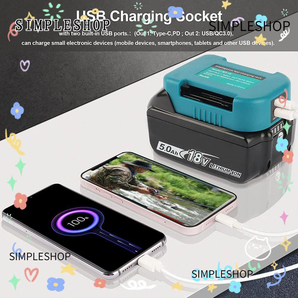 SIMPLESHOP USB Charger Adapter Fast Charging Power Tools Connector For Makita/Dewalt/Milwaukee ...