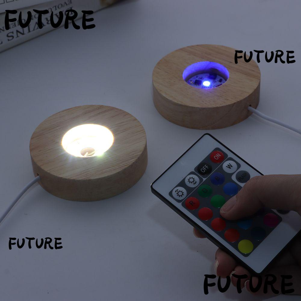 FUTURE Gift Display Base Round LED Lights Wooden Lighted Base Stand ...