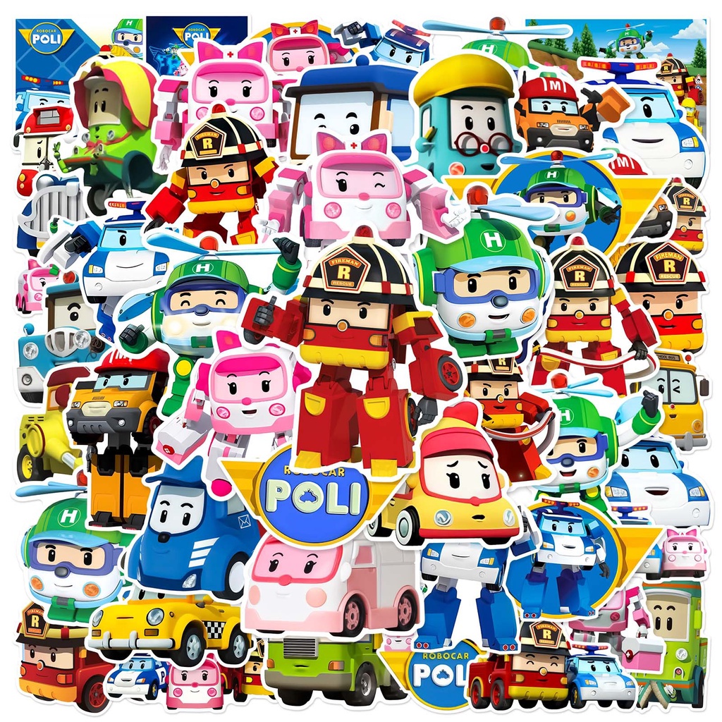 POLI ROBOCAR 50 pcs Waterproof Non Repeating Stickers Pack | Shopee ...