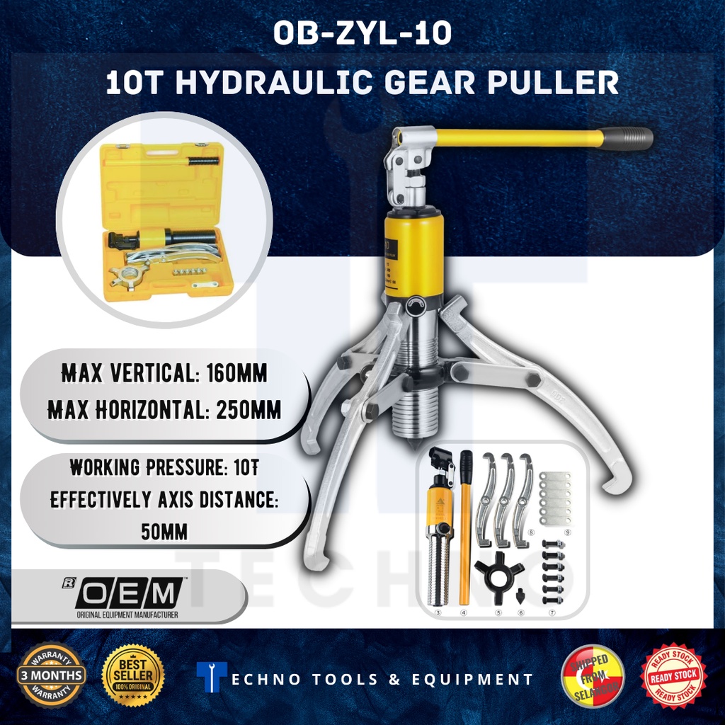 Ready Stock!! 10T Hydraulic Gear Puller Bearing Wheel Pulling 2 or 3 Jaws set (10 tons) | Shopee ...