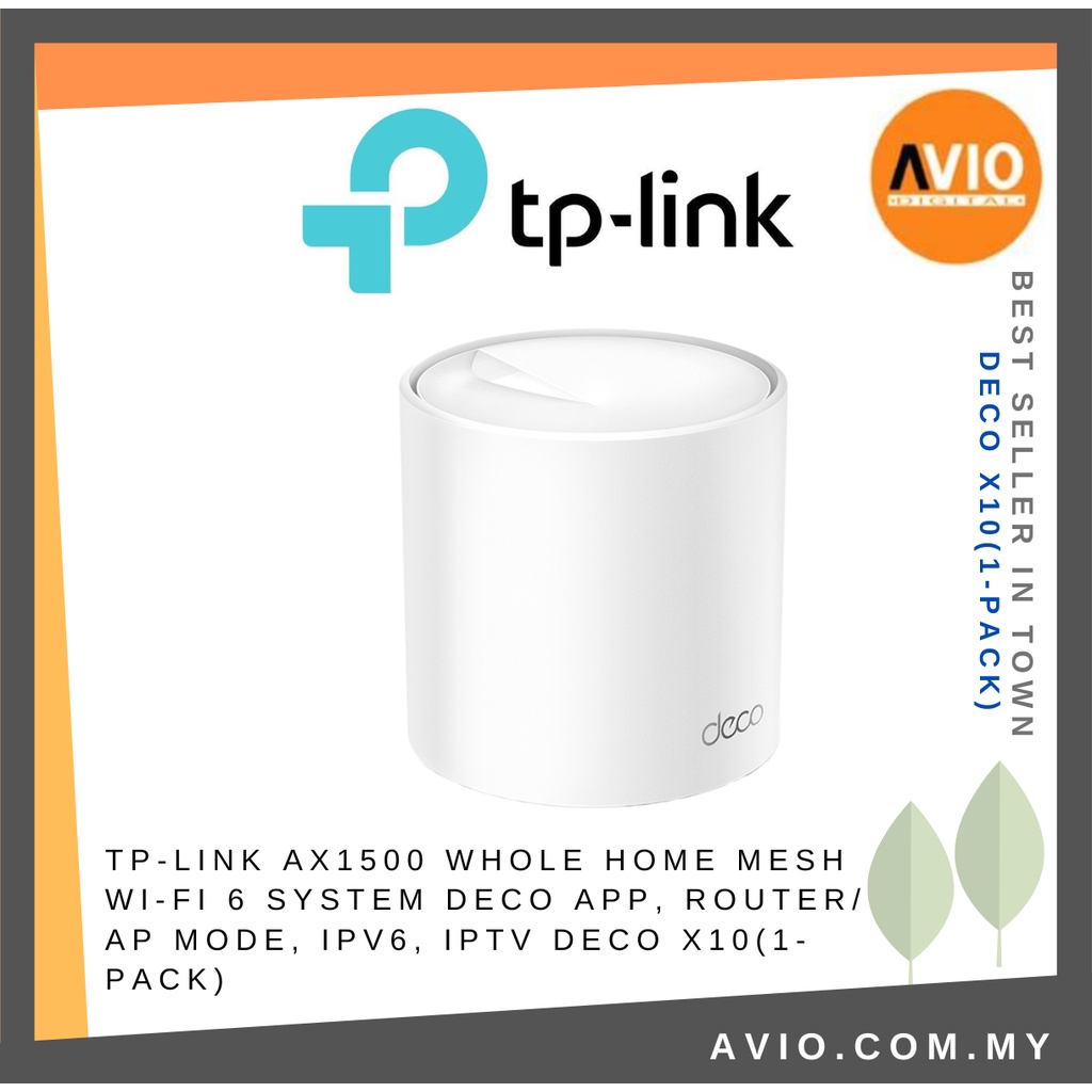 TP-LINK AX1500 Whole Home Mesh Wi-Fi 6 System Deco App, Router/AP Mode, IPv6, IPTV Deco X10(1 ...