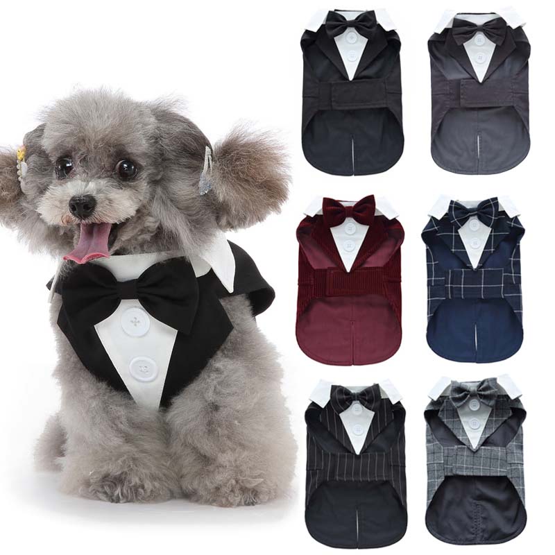 Pet Formal Suit Tuxedo Detachable Collar Formal Costume Dog Cat Wedding ...