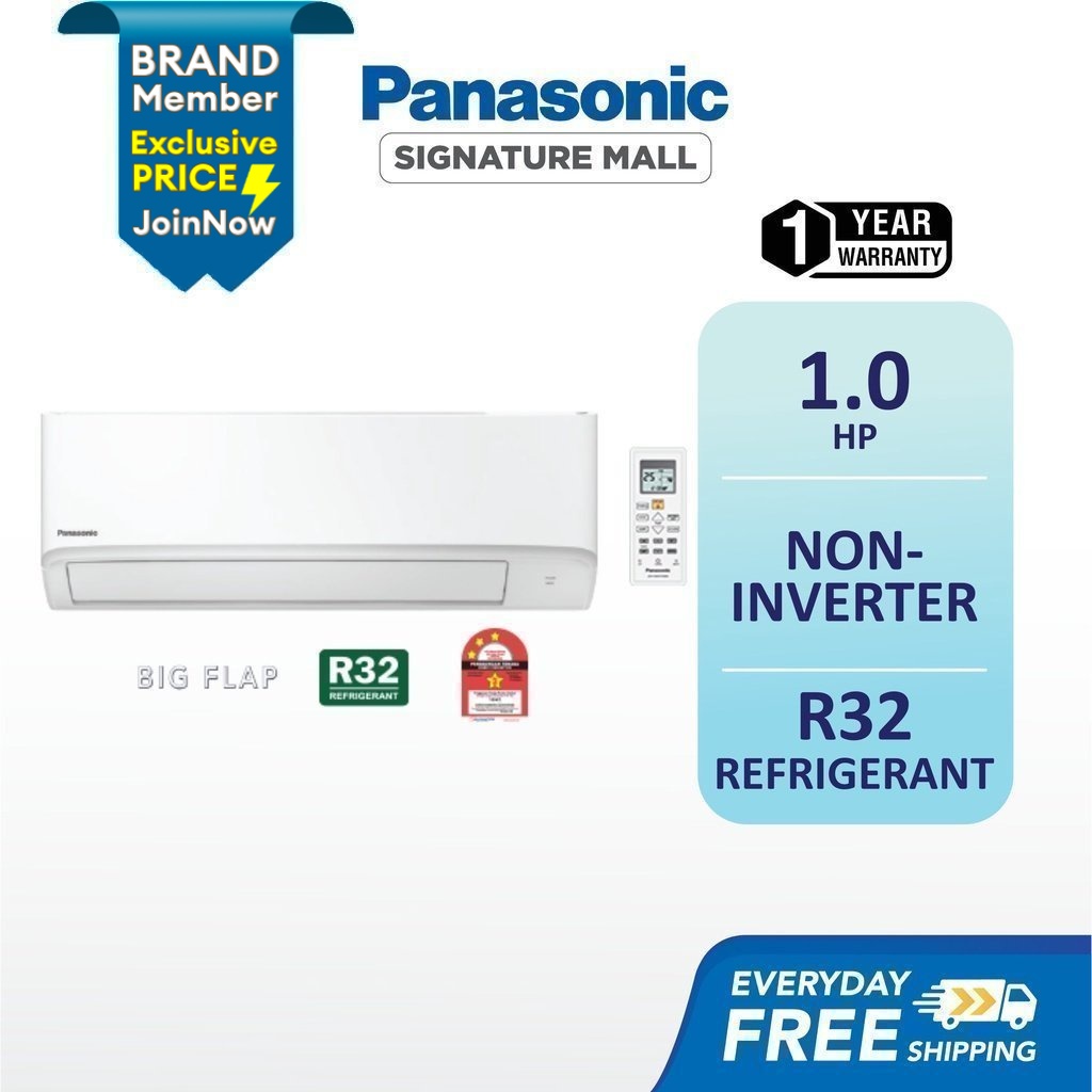 PANASONIC Non-Inverter R32 Air Conditioner (1.0HP) CS-PN9WKH | Shopee ...