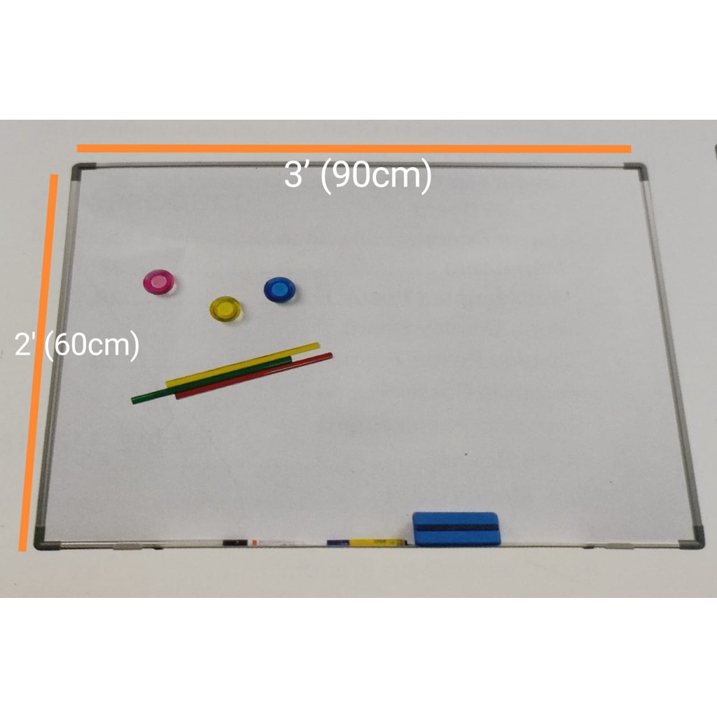 Magnetic Whiteboard (Single Sided) With Aluminium Frame - 2' x 3' (60cm ...