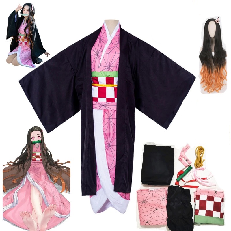 Kamado Nezuko Cosplay Costume Anime Demon Slayers Kimetsu No Yaiba ...