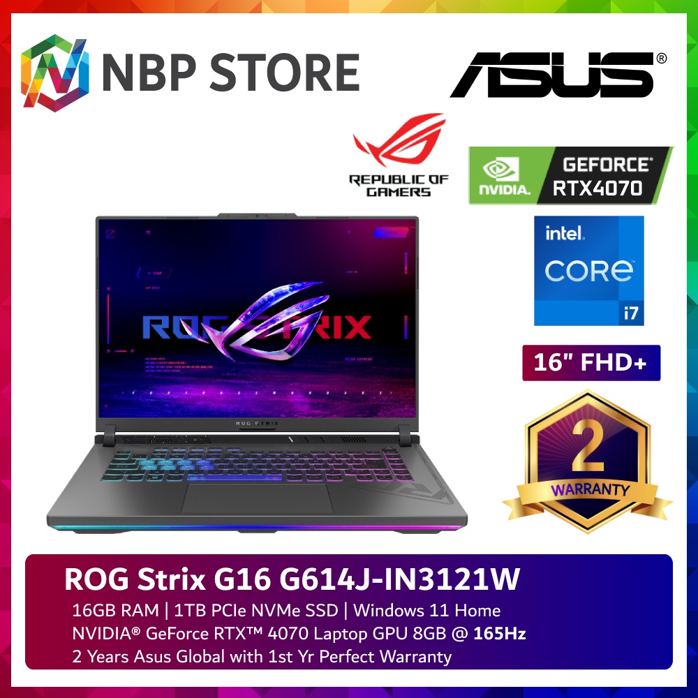 Asus ROG Strix G16 G614J-IN3121W 16'' FHD+ 165Hz Gaming Laptop ( I7 ...