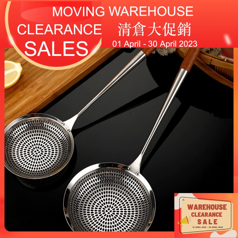 [O&P] SUS304 WOOD HANDLE SKIMMER 14CM/ 16CM | Shopee Malaysia