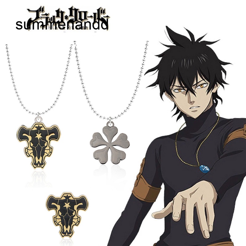 SL Anime Black Clover Pendant Necklace Five-Leaf Asta Black Bull Sign ...