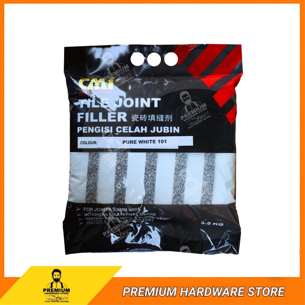 CMI Tile Joint Filler Pure White 101 3.5KG Tile Grout Cement Floor Wall ...