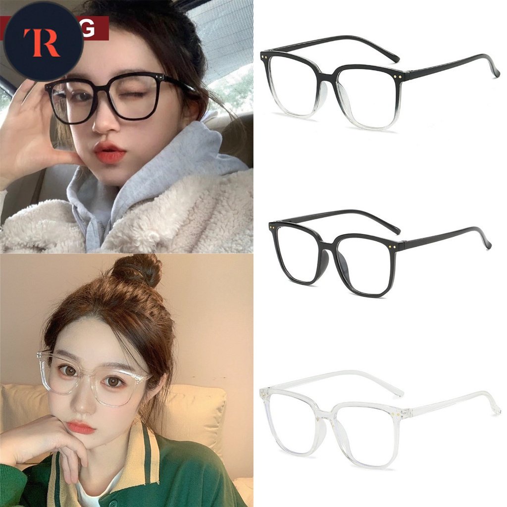 TR-Transparent Black White Gradual Change Frame Female Super Light Big Face Show Thin Eyeglass ...