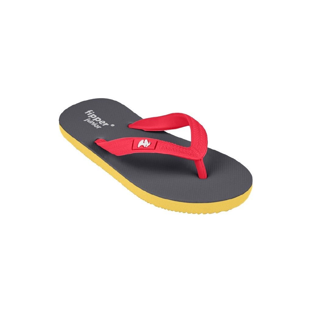 Fipper Slipper Junior Rubber for Children - Grey Dark/Yellow/Red ...