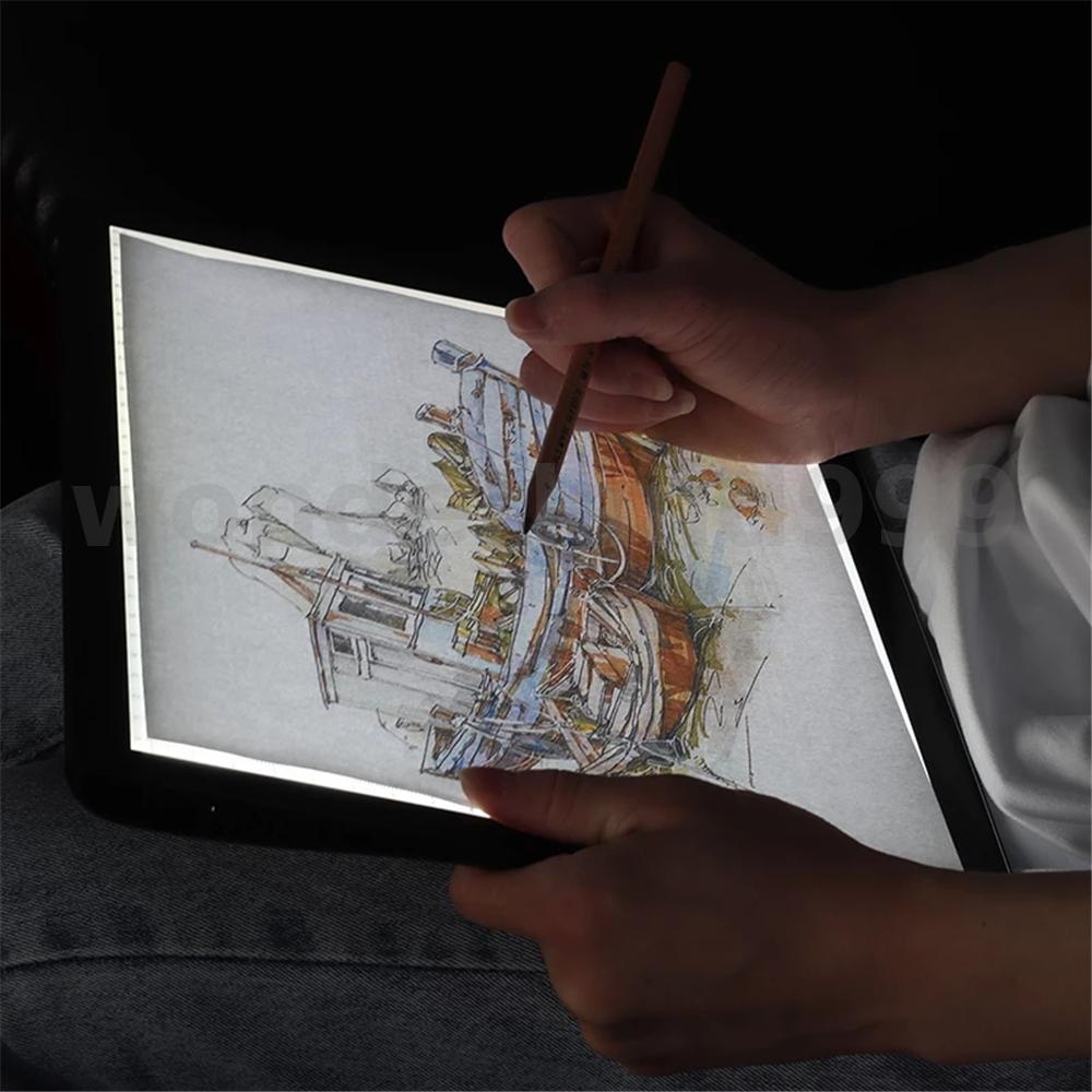 A4 LED Drawing Tablet with Scale Support Charging FIve Gear Dimming Art ...