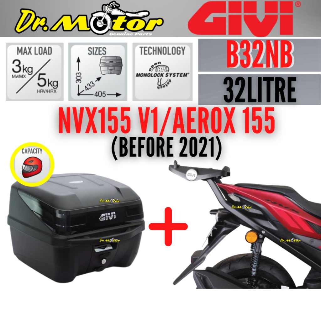 NVX155 V1 AEROX155 NVX 155 AEROX GIVI SRV SPECIAL MONORACK MONO RACK J ...