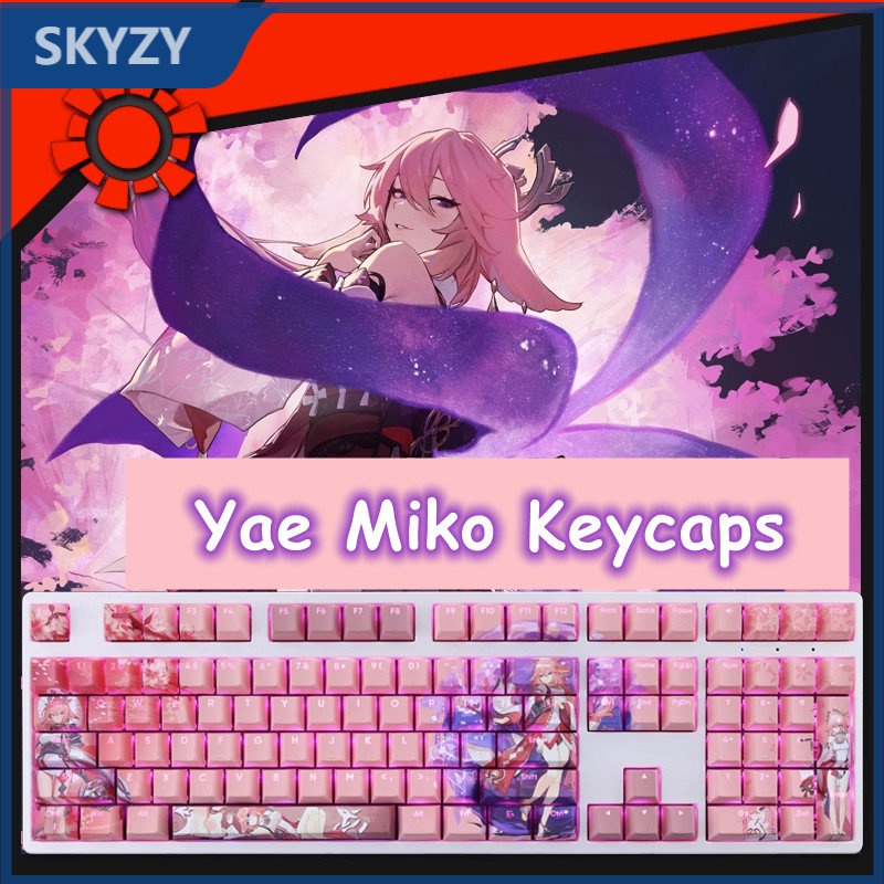 Yae Miko Keycaps Cherry Profile Genshin Impact Anime PBT Dye Sub ...