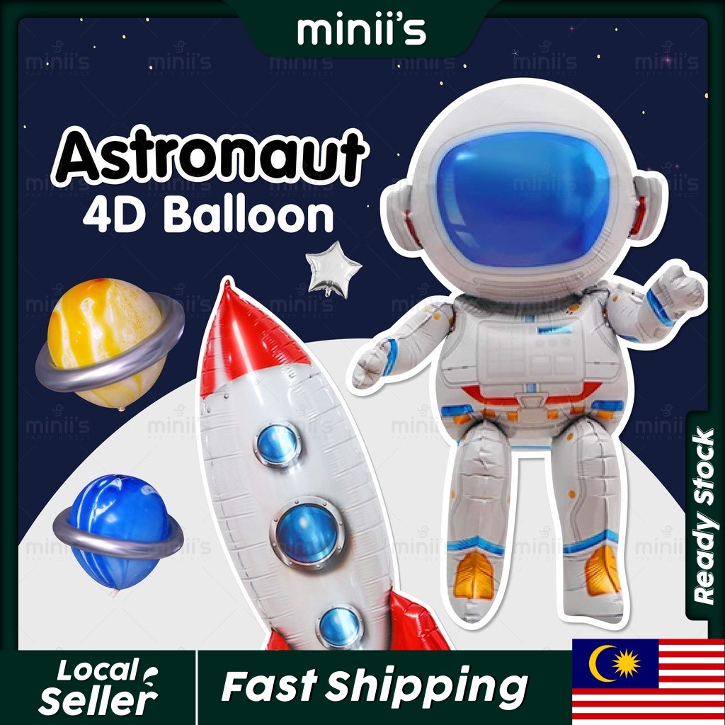 MINIIS PARTY 4D Astronaut Balloon Astronaut Birthday Theme Outer Space ...
