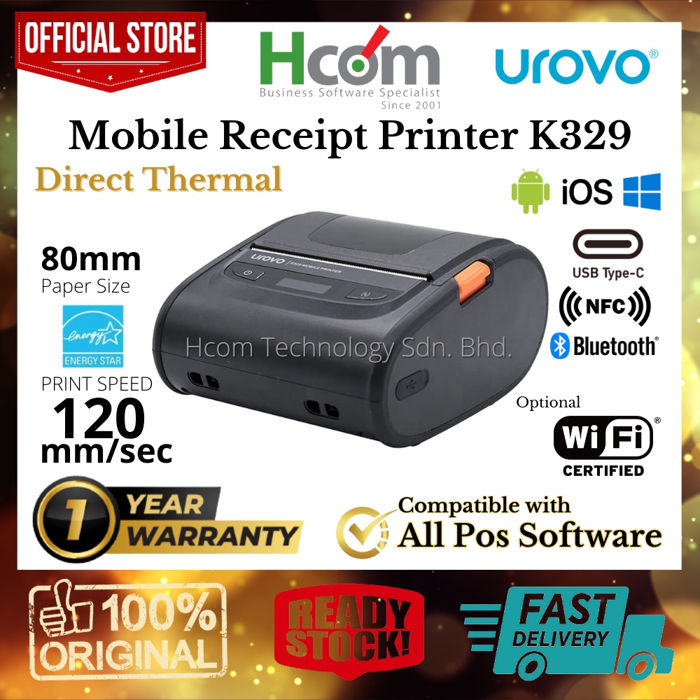 Urovo K329 Bluetooth Thermal Receipt Printer | Shopee Malaysia
