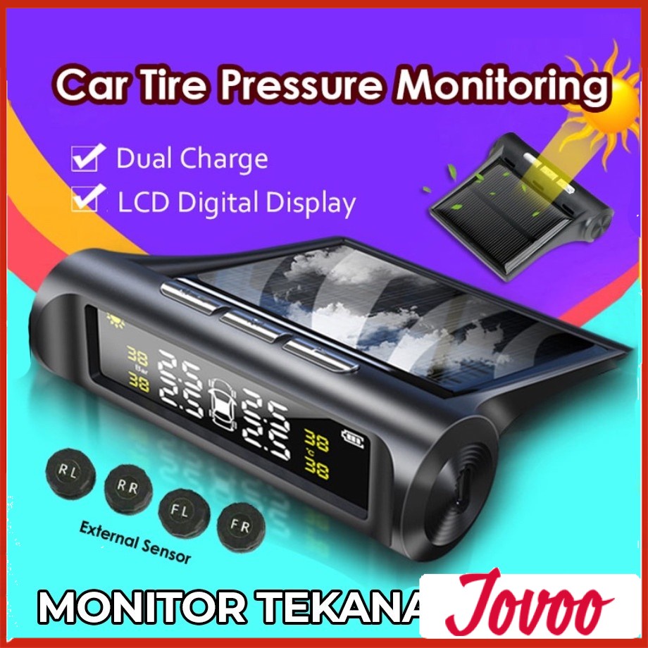 Tyre Solar Pressure Monitoring LCD Warning System Monitor Tire Pressure ...