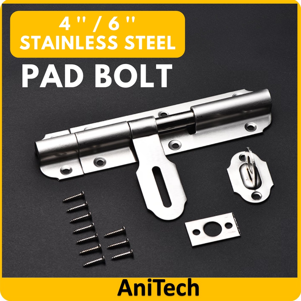 4"/6" High Quality HEAVY-DUTY Hardware Stainless Steel Pad Bolt Latch ...
