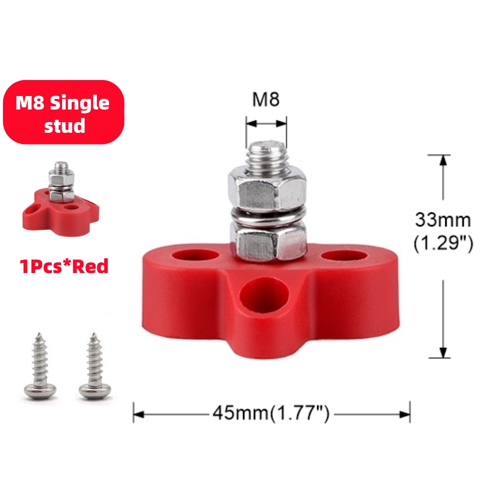 M6 M8 M10 Terminal Block Studs Bus Bar 5/16" 1/4" BusBar Positive ...