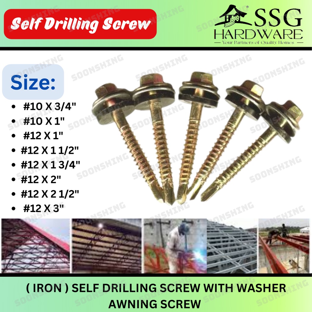 Hex Self Drilling Screw For Roof Skru Bumbung Hex Awning Screw Skru ...