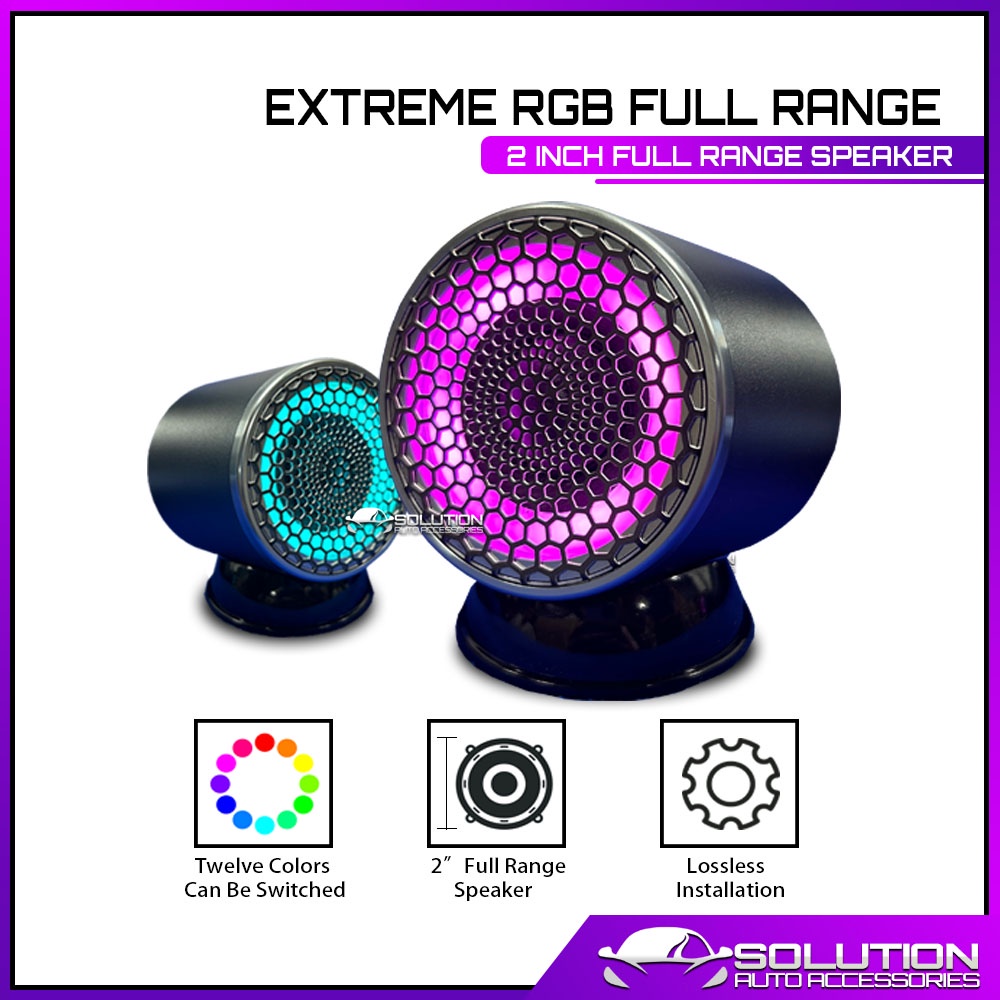 Extreme RGB 2inch Full Range Speaker 160 Watt With Bass Car audio Sound ...