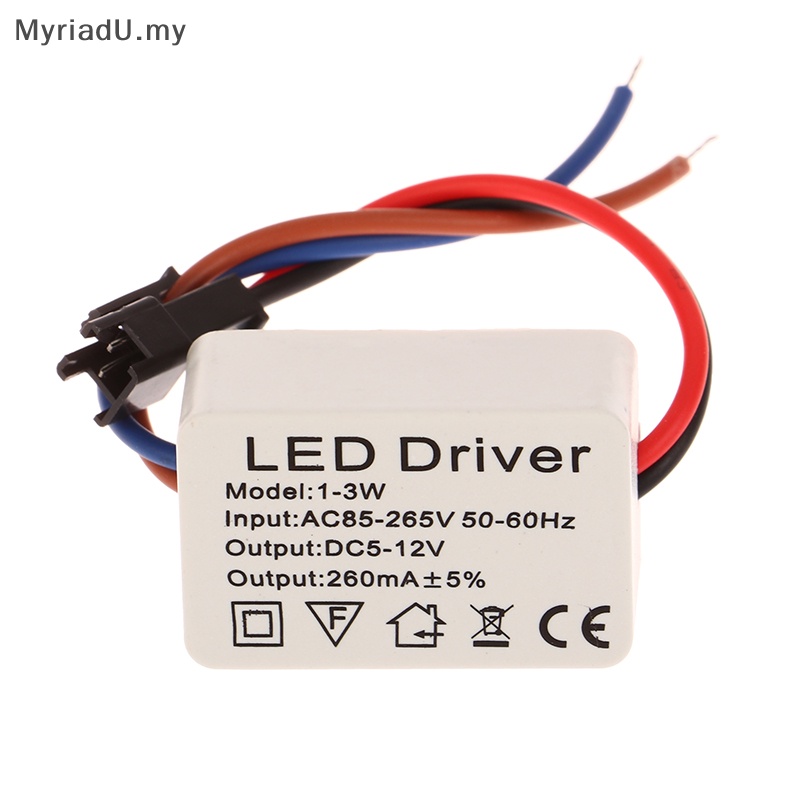 MyriadU 1Pc LED Driver 260mA 1-3W LED Power Supply Adapt AC 85V-265V to ...