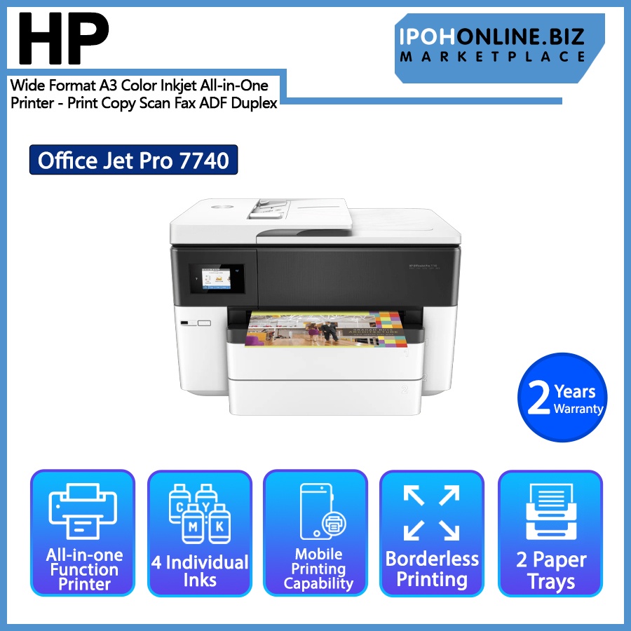 HP OfficeJet Pro 7740 Wide Format A3 Color Inkjet All-in-One Printer ...
