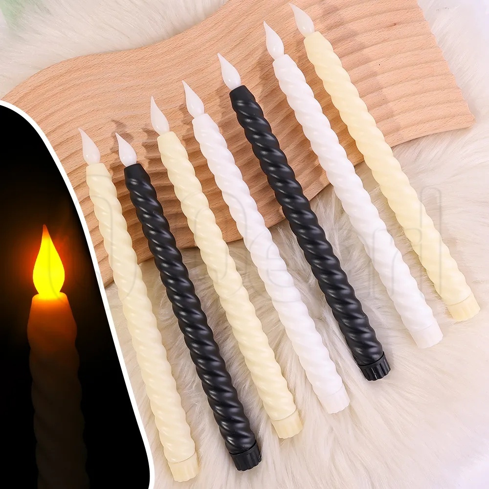 Threaded LED Long Electronic Candle / Battery Operated Flameless Candle ...