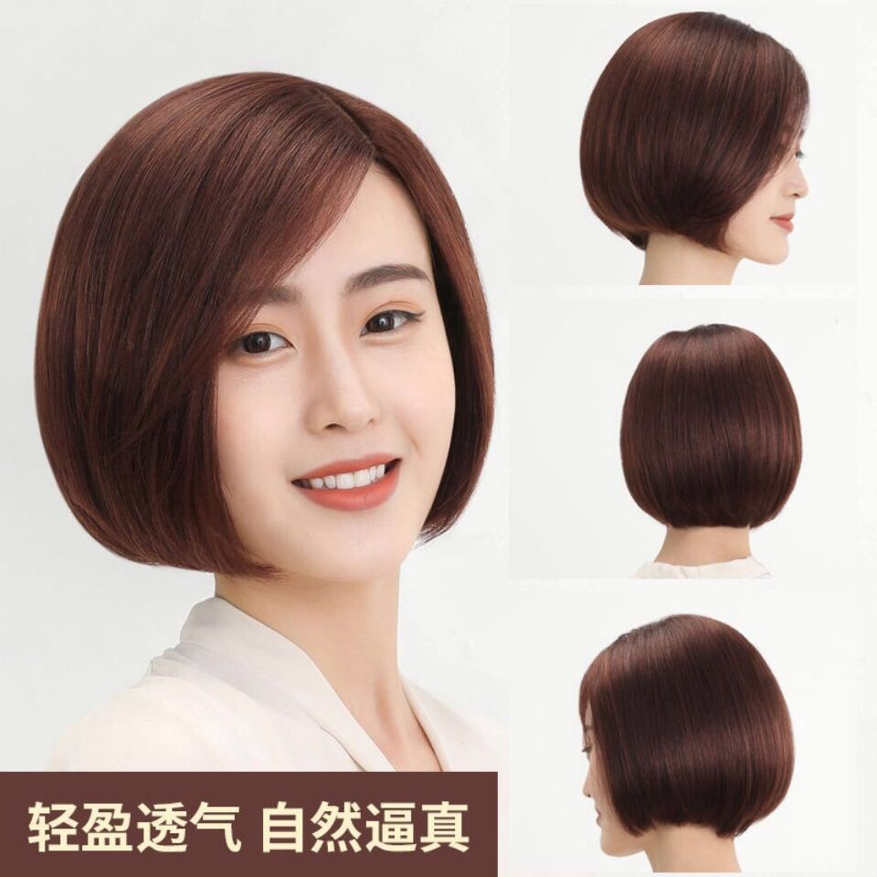 Wig Female Bobo Wig Full Headgear Realistic Wig Partial Long Hair Round ...