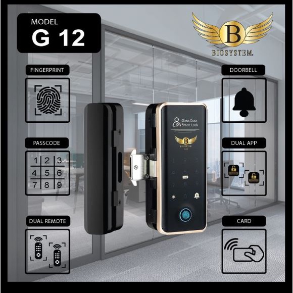 Biosystem G 12 Intelligent Digital Smart Glass Door Lock Fingerprint ...