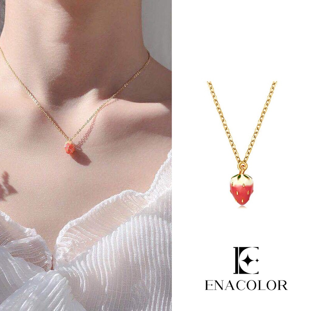 Enacolor Ins Chic Cute Small Strawberry Pendant&Necklace Girls Student ...