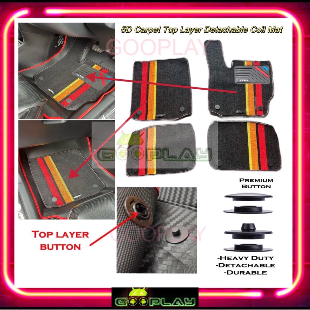 5D Carpet Top Layer Detachable Coil Mat Ativa/Axia/Viva/Myvi/Alza/Aruz ...