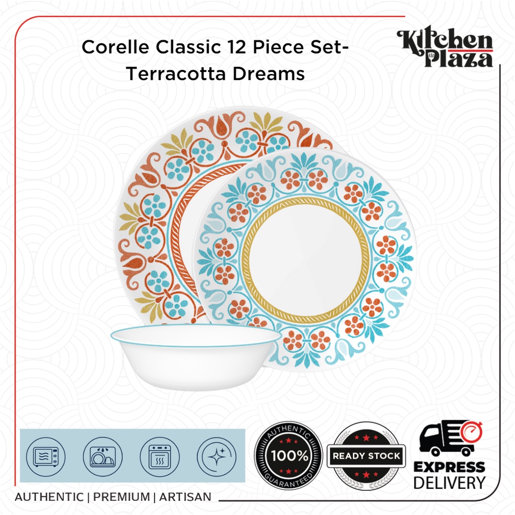 Corelle Classic 12 Piece Set-Terracotta Dreams Dinnerware Set | Shopee ...