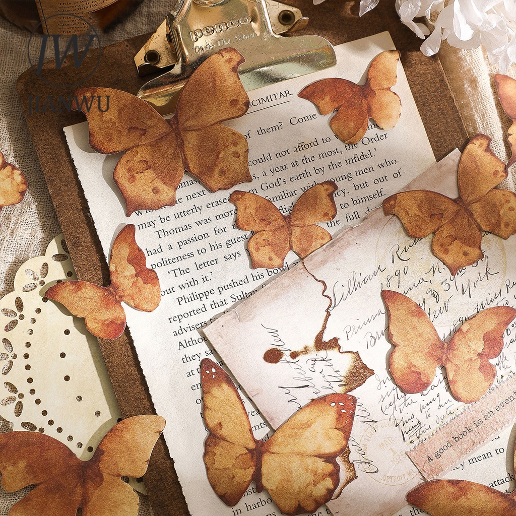 JIANWU 15 Sheets Twilight Series Vintage Natural Plant Butterfly ...
