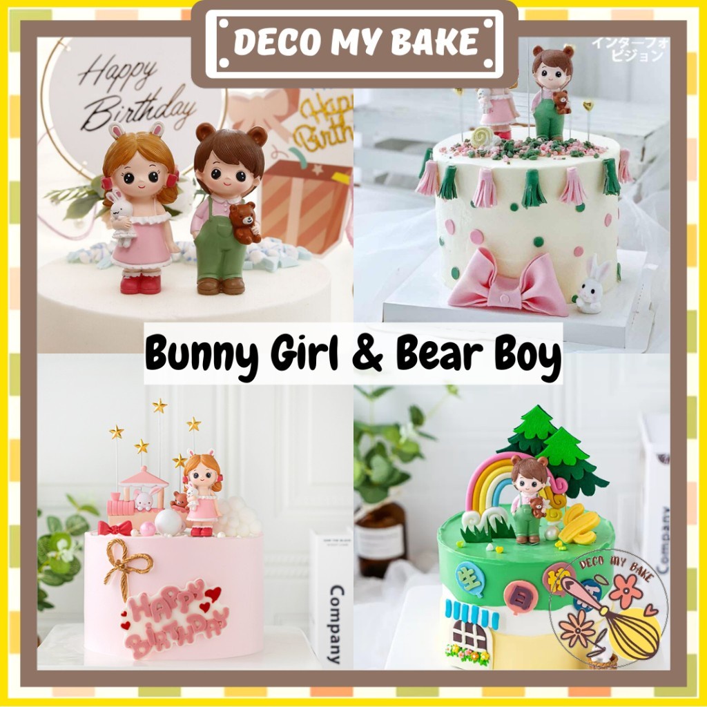 DMB Bunny Rabbit Girl Bear Boy Prince Princess Birthday Cake Decoration ...