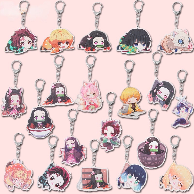 25 Styles Anime Demon Slayer Keychain Acrylic Kimetsu No Yaiba Blade of ...