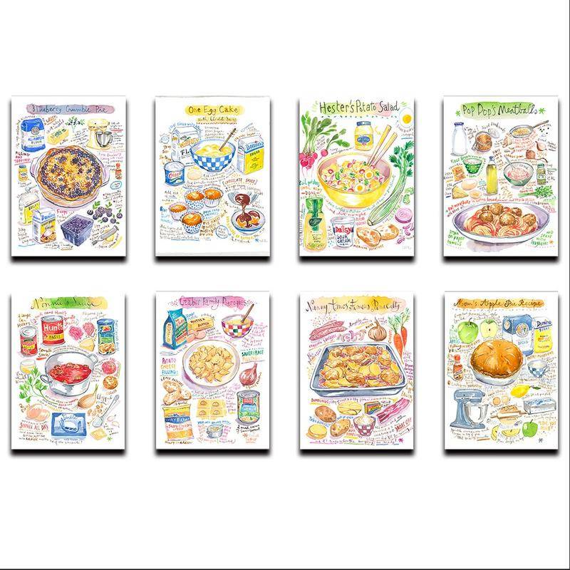 recipe canvas painting wall art prints kitchen poster Family meal decor ...