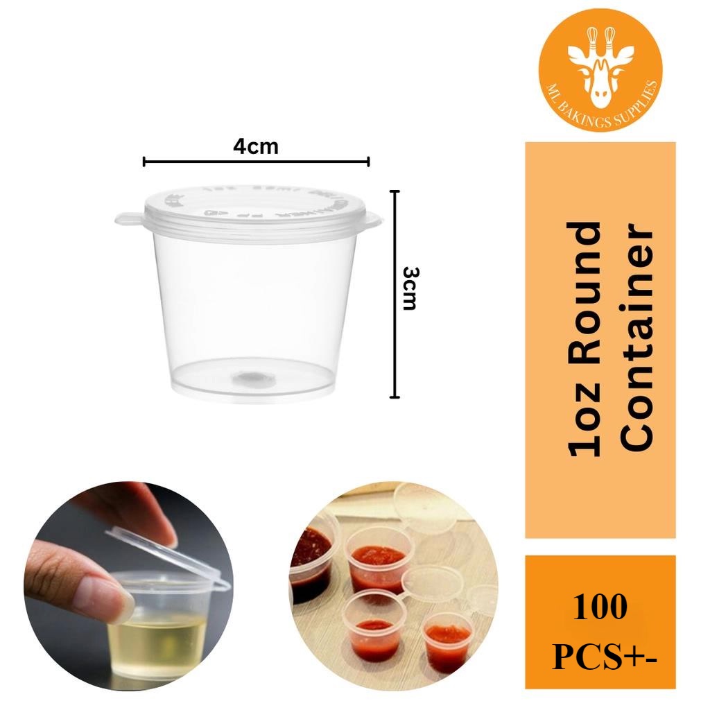 [READY STOCK] P1/1oz Round Disposable Plastic Food Container Hinged Lid ...