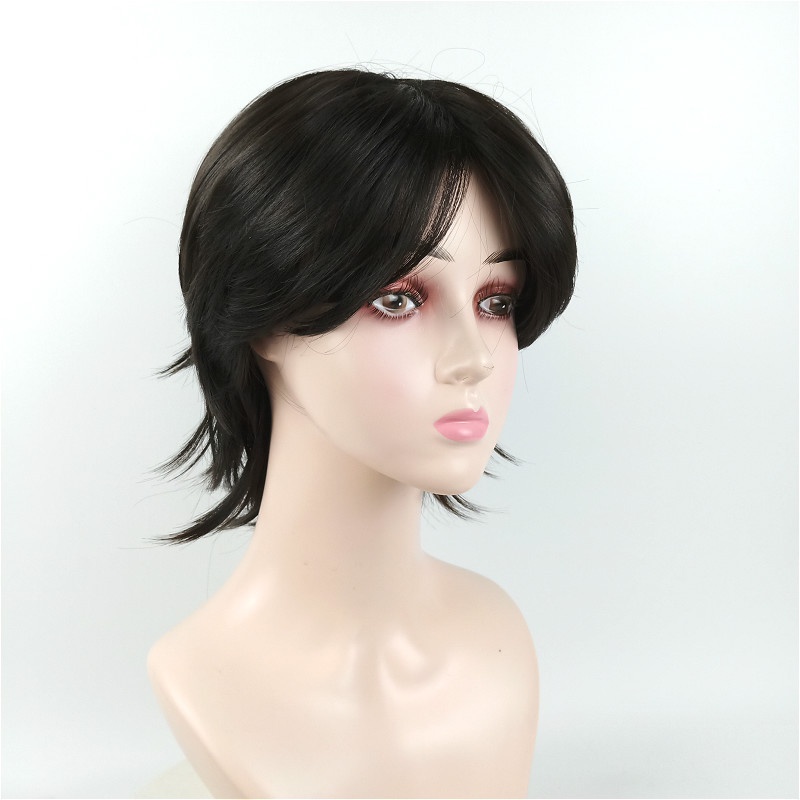Short Straight Wolf Tail Wig Synthetic Hair Cosplay Wigs For Men and ...