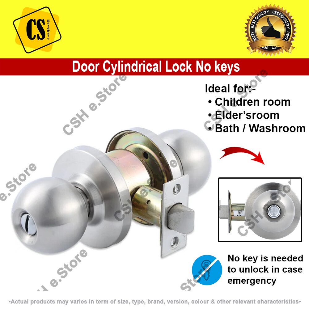 Stainless Steel Cylindrical door Knob Lock for bedroom bathroom door ...
