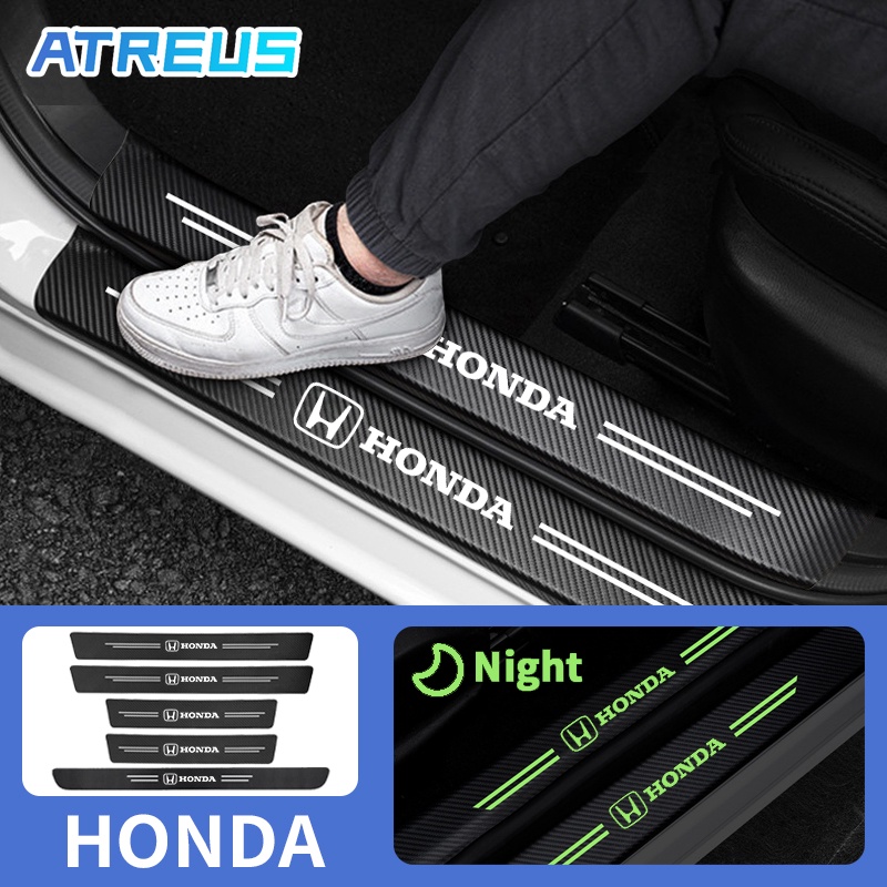 Honda Luminous Car Door Sill Sticker Carbon Fiber Leather Car Door Rear ...