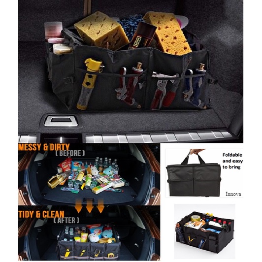 Toyota Innova Zenix Car Boot Storage Bag Multiple Compartments Storage ...