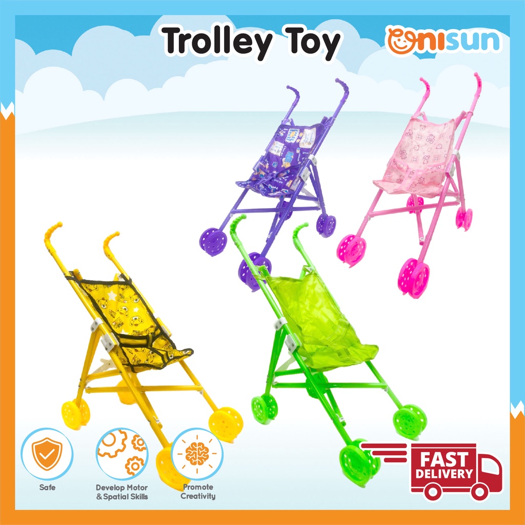 Kids Girl Cute Multiples Colour Baby Doll Trolley With Rotatable Wheel ...