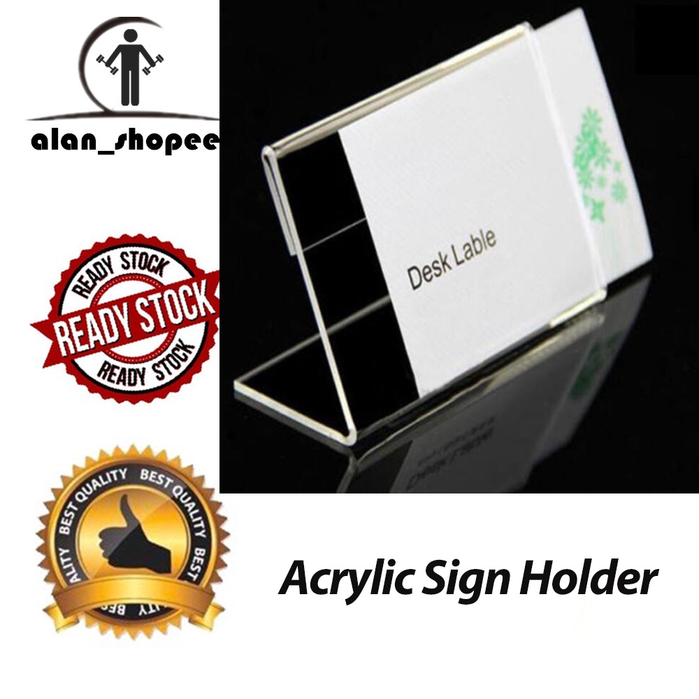 1PCS Acrylic Sign Holder,Horizontal Slanted L-Shape Name Card Price Tag ...