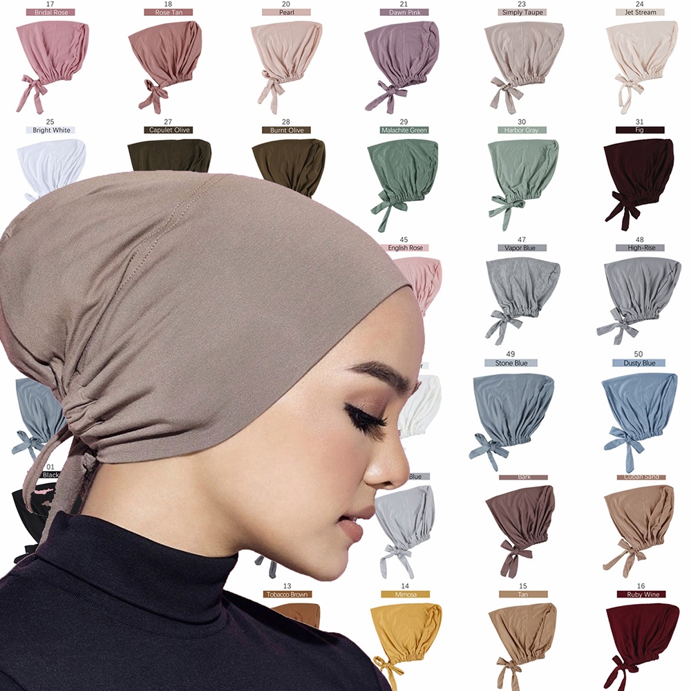 36 COLORS Tudung Inner Snowcap Cotton/ Adjustable Tie Back Modal ...