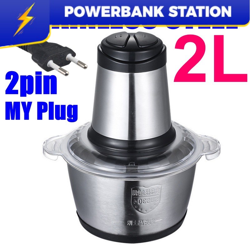 PSB_ 2L/3L Stainless Steel Electric Meat Mincer Chopper Food Processor Blender Grinder-Pengisar ...