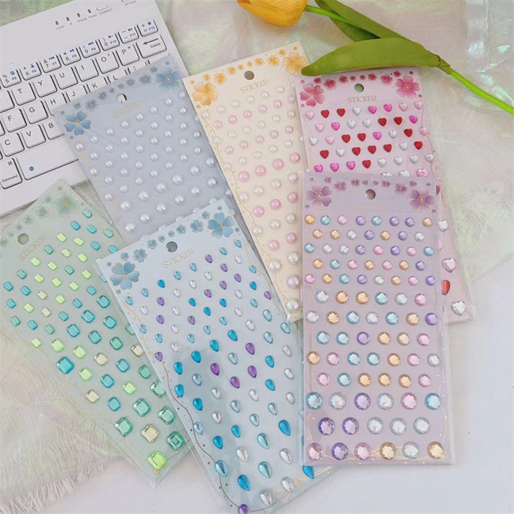 Crystal Diamond Stickers Art DIY Decoration Rhinestone 3D Gems Pearl ...