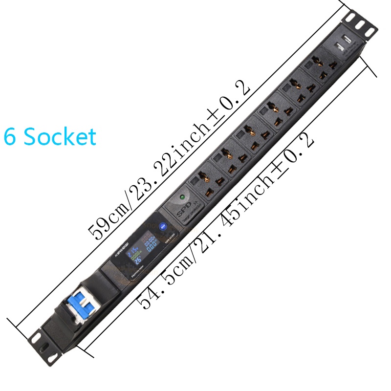 Universal hole power distribution device with digital display instrument, PDU power strip with ...