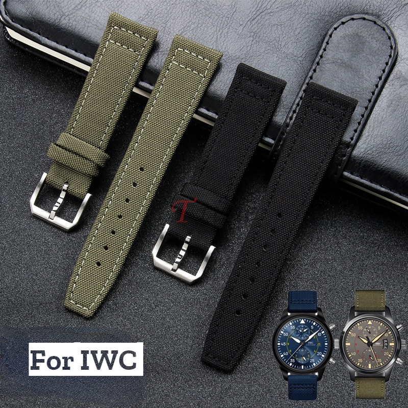 20mm 21mm 22mm Canvas Nylon Strap For IWC Pilot Portugal Captain Blue ...